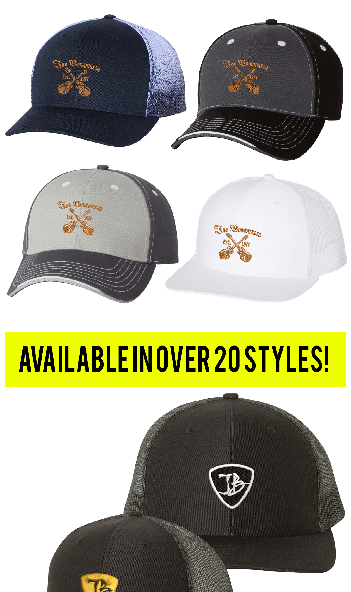 Joe Bonamassa: New JB Hats - 35% Off - 7 Classic Designs - Buy Now ...